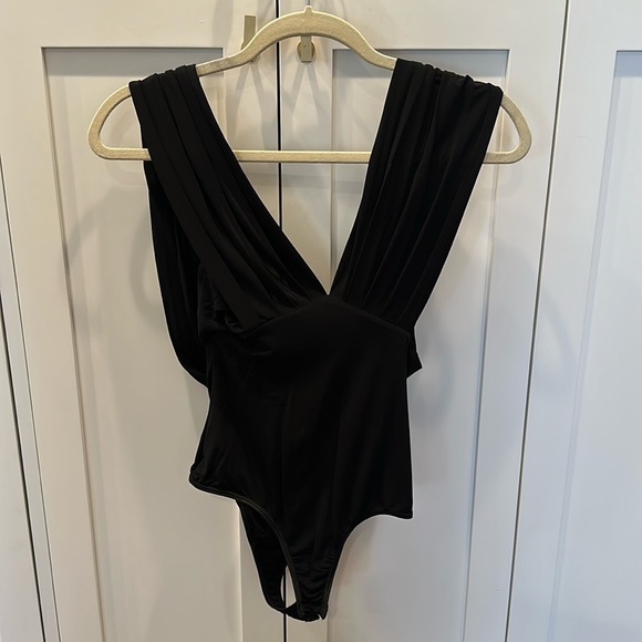 bebe | Tops | Bebe Bodysuit With Draped Sleeve | Poshmark